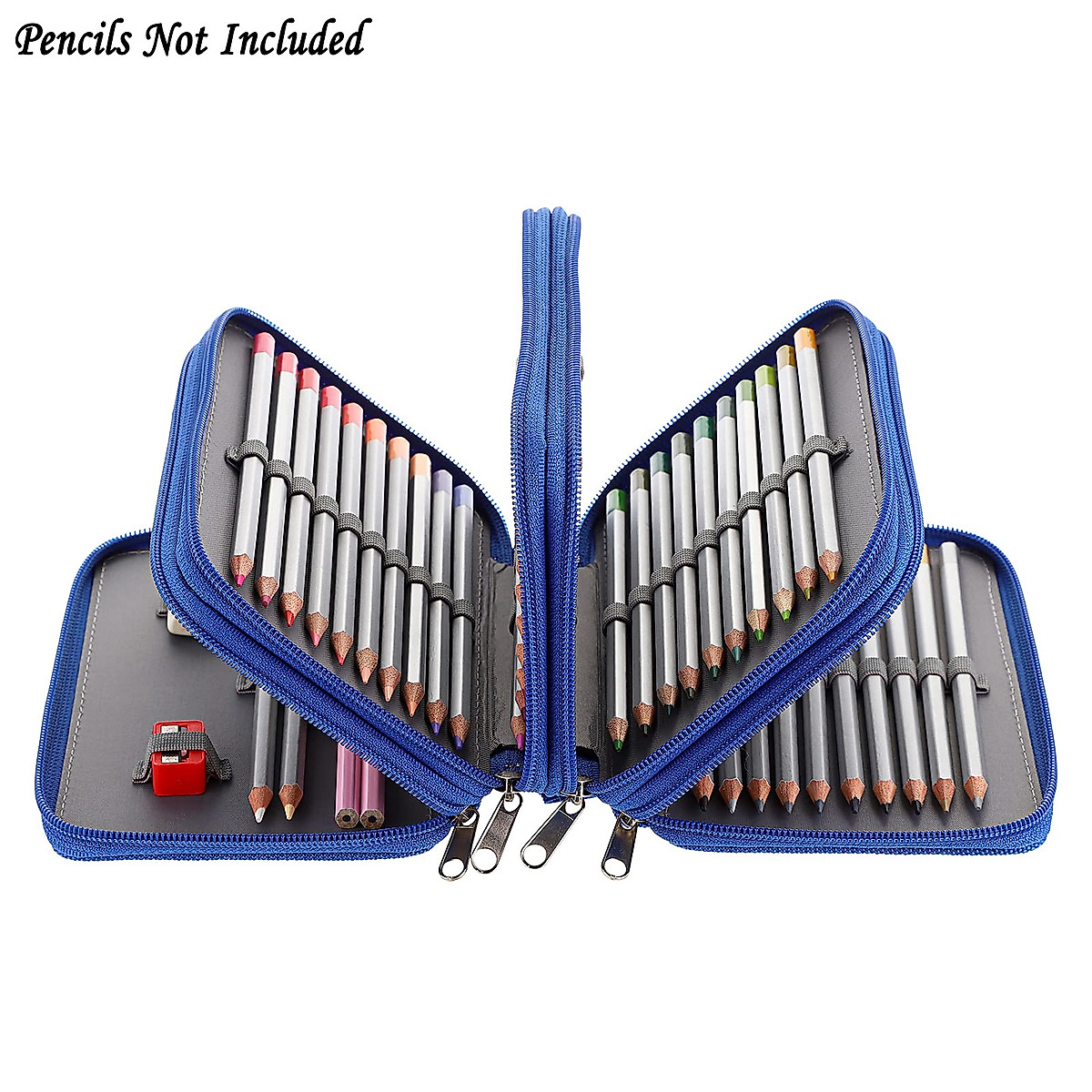 BTSKY® Handy Wareable Oxford Pencil Bag 72 Slots Pencil Organizer Portable Watercolor Pencil Wrap Case (Blue)