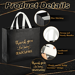 Sanwuta 12 Pcs Chrismas Employee Appreciation Gift Bag 12.2 x 4.7 x 11 Inch Glossy Thank You for Being Awesome Gift Bag for Women Coworker Staff Volunteer Team Gifts(Black)