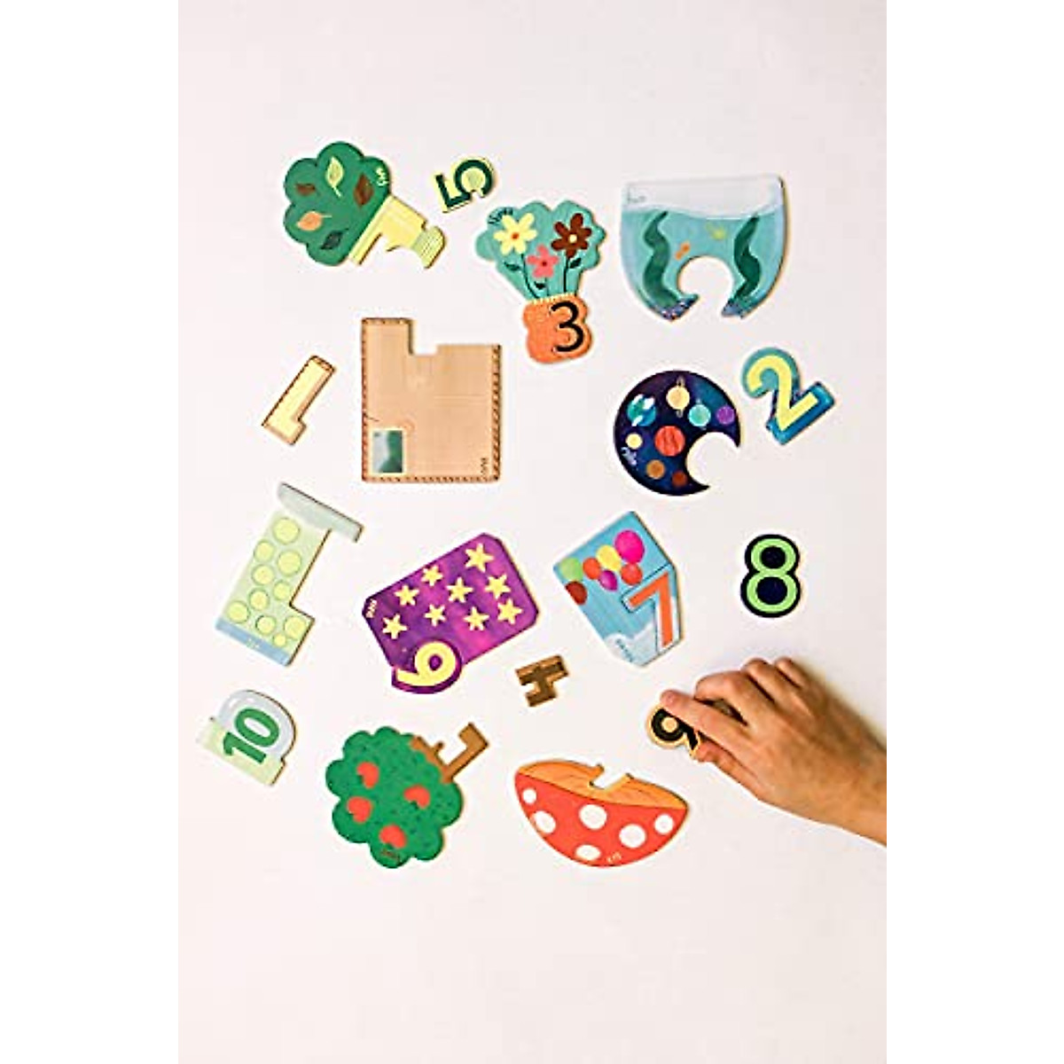 Wooden Matching English Number Magnets for Fridge, Educational Matching Game for Toddlers and Kids 3+ Years Old - Self-Correcting Number Puzzle- Fridge Magnets for Toddlers