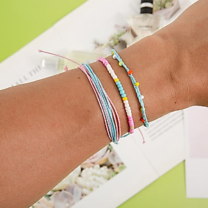 GFLPO Surfer Wave Bracelets for Women Summer Beach Bracelets Handmade Braided Rope Friendship Bracelets Boho Adjustable Waterproof Bracelets for Women Ocean Bracelets Beach Jewelry for Women