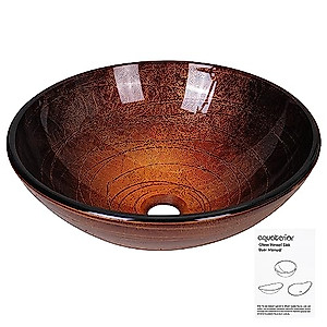 Aquaterior Tempered Glass Vessel Sink Bathroom Lavatory Round Bowl Pattern Basin(FAUCET NOT INCLUDED)