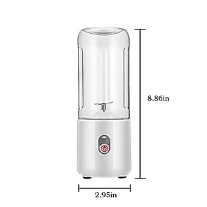 CAOY USB Electric Safety Juicer Cup, Fruit Juice Mixer Mini Portable Rechargeable Juicing Mixing, Crush Ice Smoothie Travel Blend-er Mixer Machine with 410ml Water Bottle for Shakes (White)