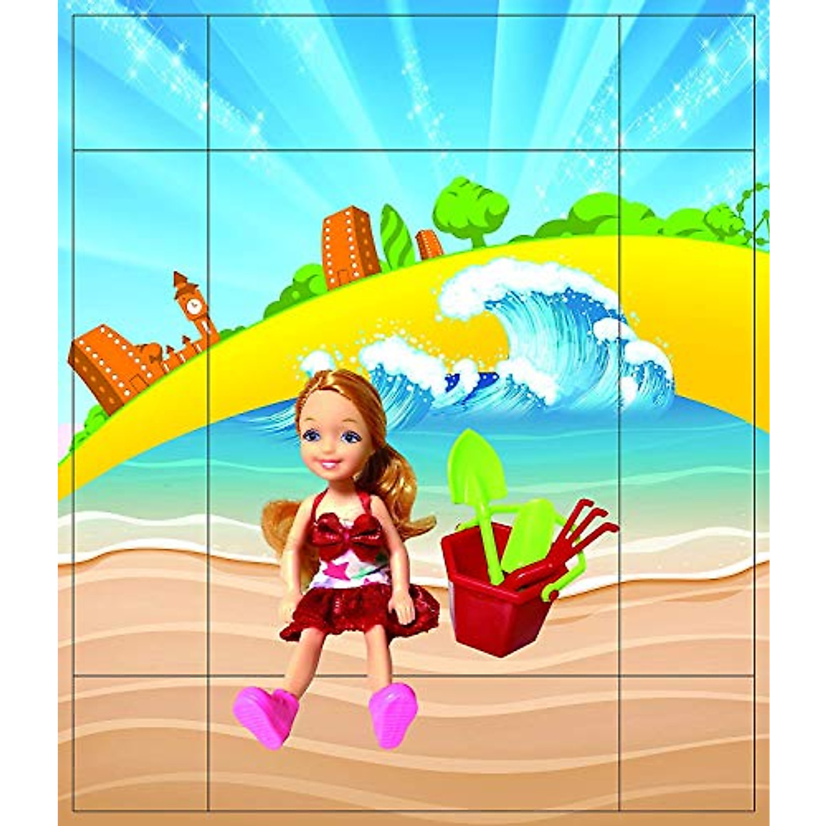 BETTINA Mini Fashion Doll, 5 Inches Dress-Up Doll, with Small Accessories Aged 3+ (Beach Girl)