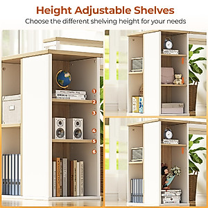 SOROGRA Small Computer Desk with Storage Shelves 39.4 inch Home Office Desk with LED Lights and Power Outlets, Writing Desk with Monitor Stand for Bedroom, Small Space, Oak