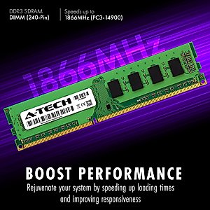 A-Tech 16GB Kit (2x8GB) DDR3 1866MHz PC3-14900 CL13 UDIMM 2Rx8 1.5V Non-ECC DIMM 240-Pin Desktop RAM Memory Upgrade Modules