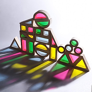 Lewo 24 PCS Building Blocks Wooden Rainbow Blocks Wooden Blocks Rainbow Stacker Stacking Blocks Preschool Learning Educational Toys for Baby Toddlers Kids Boys Girls