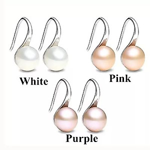 HUGE TOMATO AAA Freshwater Pearl Drop Earrings 8-9mm Sterling Silver and 14k Gold Real Pearl Earrings