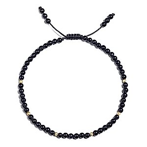 Jewever Black Obsidian Anklet Bracelet for Women crystals and healing stones Beach Foot Beaded Adjustable(8.5-10 Inches)