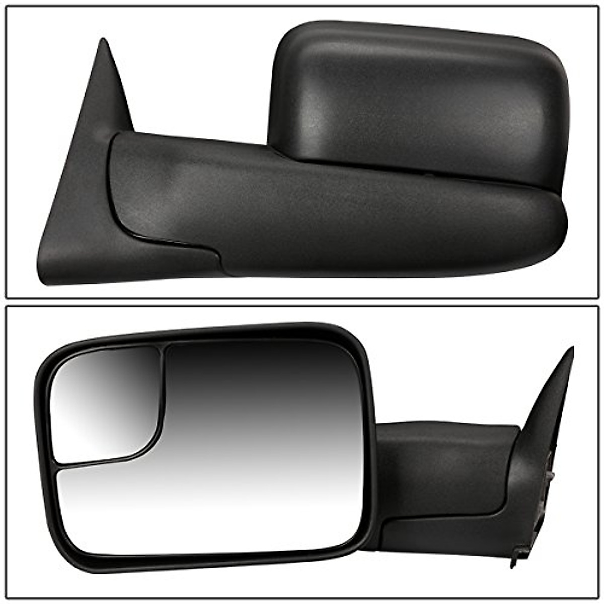 DNA Motoring TWM-010-T222-BK Pair of Manual Adjustment Towing Side Mirrors Compatible with 03-14 E-150 E-250 E-350 E-450 E-550 / Econoline,Black Housing