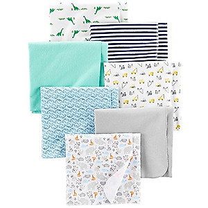 Simple Joys by Carter's Unisex Babies' Muslin burp cloths, Pack of 7, Mint Green/Blue/White, One Size
