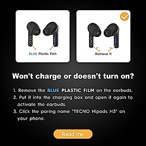 Tecno True Wireless Bluetooth Earbuds Noise Cancelling, ANC Bluetooth Headphone with Microphone and Breathing Light, USB-C Waterproof Earphones with Touch Control for Android iOS, H3 Black