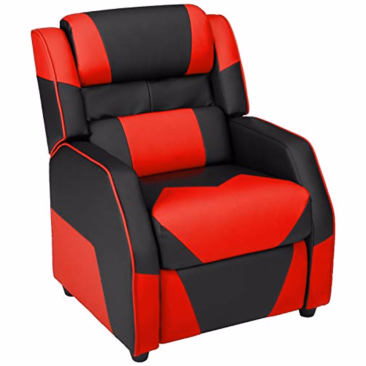 Amazon Basics Kids/Youth Gaming Recliner with Headrest and Back Pillow, Ages 3+, Black/Red