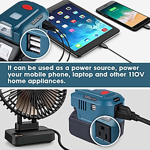 BTRUI for Makita Powered Inverter Generator 150W for Makita Battery DC 18v to 110v AC Output, Portable Power Source USB Charger Adapter, for Makita Power Station with LED Light