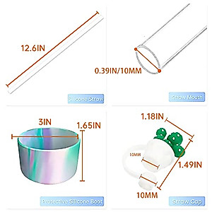 5 PCS for Stanley Cup Accessory,2 Reusable Replacement Silicone Straws Clear 40 oz 30 Tumbler,2 Straw Tip Covers and 1 Protective Boot,Multicolor