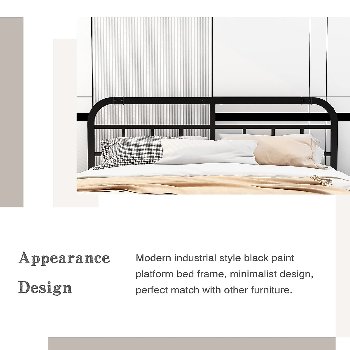 alazyhome California King Bed Frame Heavy Duty Metal Platform with Headboard and Footboard Sturdy Steel Support No Box Spring Needed Easy Assembly Black