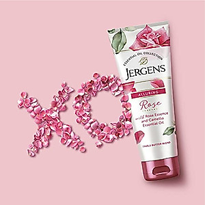 Jergens Rose Body Butter Lotion, Hand and Body Moisturizer with Camellia Essential Oil, for Indulgent Hydration, 7 oz
