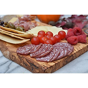 THE LIVE EDGE - Olive Wood Long Charcuterie Board | Rustic Large Wooden Cutting Board for Kitchen | Cheese and Bread Cutting Wood Board | Handmade Cutting Board for Meat | 16"L x 6.75"W x 0.75"Th