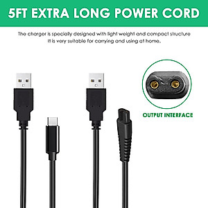 Mrgru Charging Cable for Hair Clippers Compatible with Ufree Professional Cordless Hair Clippers for Men Charger Power Cord (USB C Cable + Shaver Charging Cable)