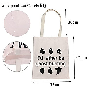 MBMSO Ghost Hunter Gifts Paranormal Investigator Gifts Cute Spooky Tote Bag I'd Rather be Ghost Hunting Bag Halloweenn gift (Ghost Hunting TB)