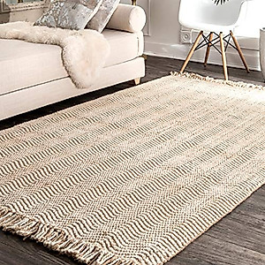 nuLOOM Don Chevron Jute Tasseled Area Rug, 7' 6" x 9' 6", Natural