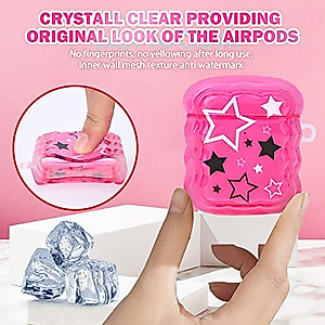 Mainrenka Cute Kawaii AirPod 2nd 1st Generation Case Pink Stars Aesthetic Design Compatible with Airpod Gen 2 & 1 Case for Girls and Women