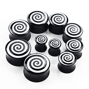 Awinrel Checkered and Spiral Saddle Ear Gauges Set UV Acrylic Ear Plugs Tunnel Stretcher Expander Body Piercing Jewelry 4 Pieces 00G 10mm
