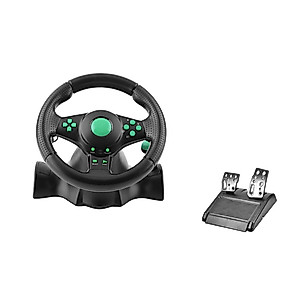 Sport Steering Racing Wheel,Gaming Vibration Racing Steering Wheel Pedals for XBOX 360/ PS2/ PS3/ PC USB Racing Wheel