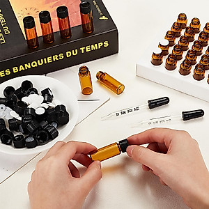 BENECREAT 40 Pack 5ml Amber Brown Orifice Reduce Essential Oil Bottles with Glass Droppers for Aromatherapy Fragrance Oils