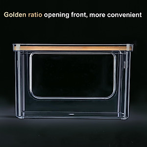 Hudgan Stackable Storage with Bamboo Top for Kitchen Laundry Room Organization, Extra Large Trash Bag/Garbage Bag Dispenser