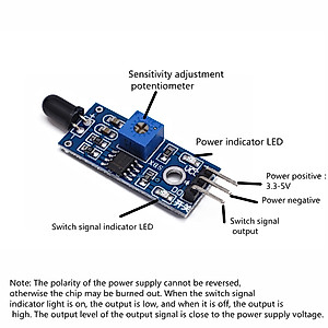 Teyleten Robot IR Infrared Flame Detection Sensor Module IR Flame Sensor Module Detector Sensor Temperature Detecting 3 Wire Compatible for Arduino 10pcs