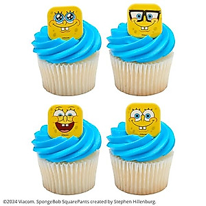 DecoPac SpongeBob SquarePants™ Mood Faces Rings, SpongeBob Cupcake Decorations Featuring SpongeBob SquarePants, Yellow - 24 Pack