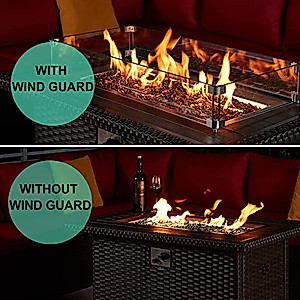 HOMREST Fire Pit Wind Guard Rectangular, 33"x15.35"x4.72" Tempered Glass Flame Guard, Fire Pit Table Wind Guard Fence for Rectangular Outdoor Patio, Clear HD Glass 0.39 Inch Thick