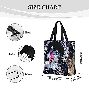 VACSAX Tote Bag for Women Reusable Shopping Bags Thanksgiving Turkey Print Shoulder Handbag Aesthetic Totes for Grocery