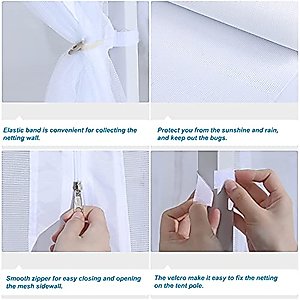 ABCCANOPY Mesh Sidewalls for 10' x 10' Pop-Up Tent Canopy, White (4 Sidewalls Only, NOT Including Frame and Top)