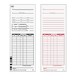 Lathem Time Cards, F/7000E, Numbered 1-100, 2-Sided, 3 3/8" x 9", White, Pack Of 100
