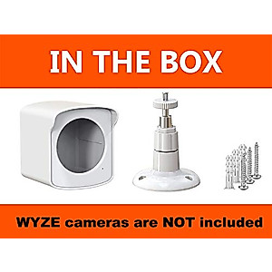 PEF Mount for Wyze Cam Outdoor, Weatherproof Protective Cover and 360 Degree Adjustable Wall Mount for Wyze Camera Outdoor Indoor Wire-Free Smart Home Camera System (White, 1 Pack)