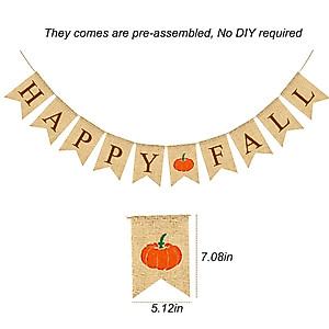 Happy Fall Burlap Banners Thanksgiving Pumpkin Burlap Banners Garlands for Fireplace Mantel Decoration Rustic Happy Fall Banner for Thanksgiving Party Supplies