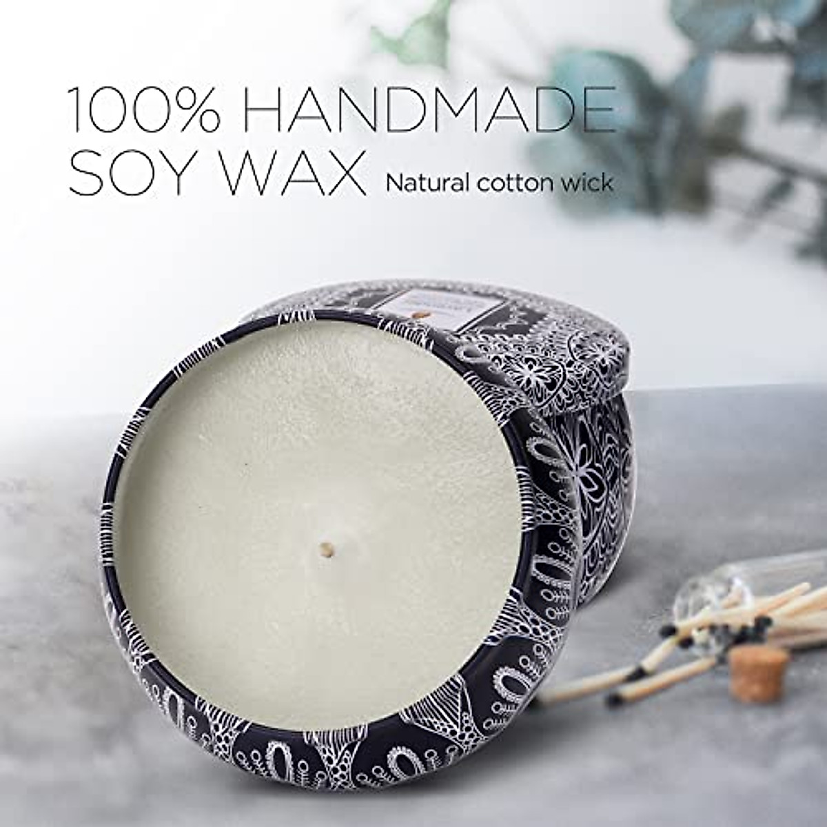 Hausware Citronella Candles - 4 Pack Citronella Candles Outdoor Set，Indoor Scented Soy Wax Candles Portable Travel Tin Gift Set for Home Garden Patio Balcony Decorative