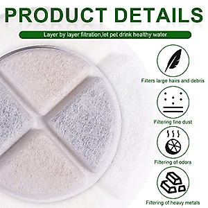 4pcs Cat Fountain Filters, Pet Water Fountain Filter Replacement Fit for 101oz/ 3 Liter Round Pet Water Fountain Filter Soft Cat Fountain Filter Sponge Pet Fountain Accessories