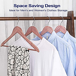 FairyHaus Natural Cedar Wooden Coat Hangers 18Pack & Wicker Baskets for Organizing 3Pack