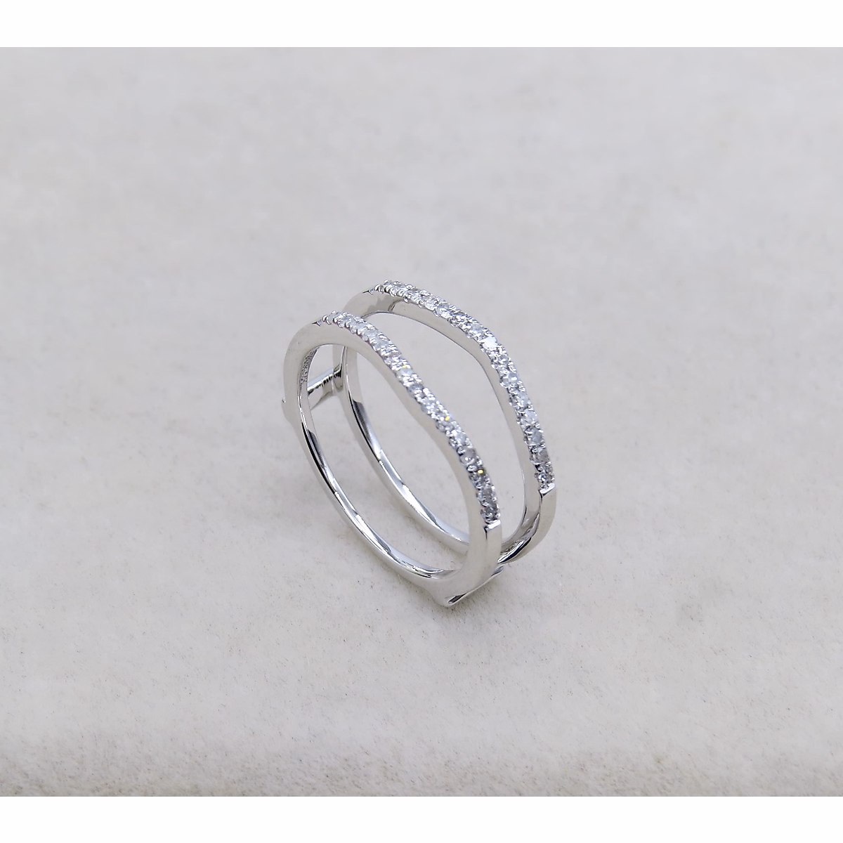 Dazzlingrock Collection Round White Diamond Wedding Enhancer Ring for Women (0.18 ctw) in Solid White Gold, Size 7