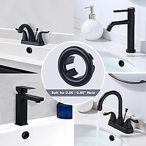 ARCORA 2 Pack Sink Overflow Ring Matte Black Bathroom Kitchen Sink Basin Trim Overflow Cover Hole Insert Cap