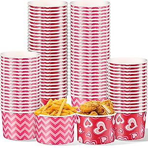 200 Pcs Ice Cream Cups Red Treat Snack Cups Mother's Day Heart Shaped Bowls 9 oz Disposable Paper Cup Red Pink Dessert Ice Cream Bowls for Valentine's Day, Baby Shower Decor
