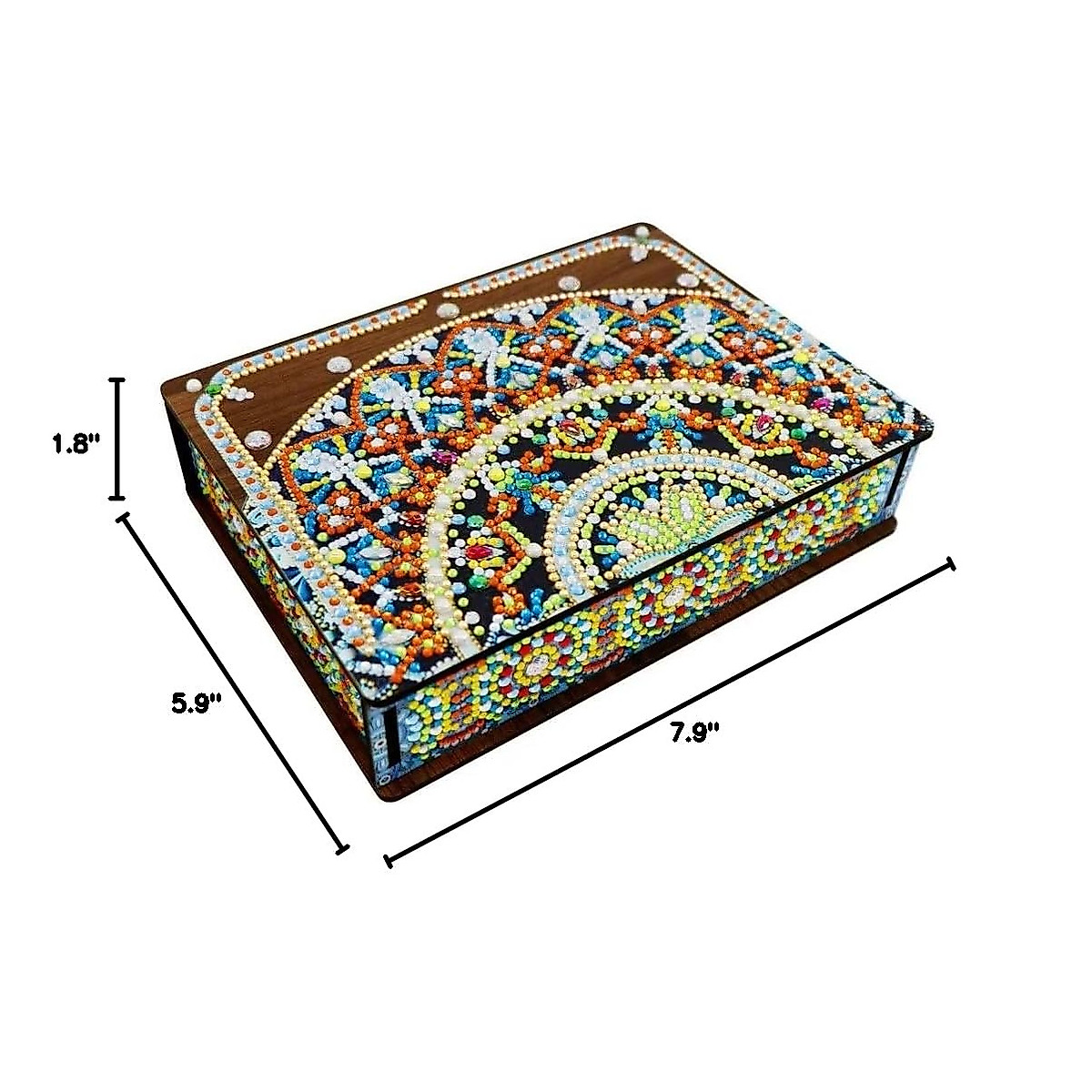 5D Diamond Painting Wooden Storage Box Rectangular Retro Desktop Decor Jewelry Storage Box Drill Wood Organizer for Home Office Storage Christmas Gift