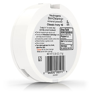 Neutrogena SkinClearing Mineral Powder, Classic Ivory 10, 0.38 Ounce (Pack of 2)