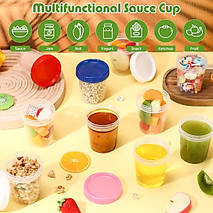 Singhoow 16 Pcs 4 oz Food Containers with Screw Lids Food Storage Jars Pudding Cups Reusable Small Plastic Freezer Containers for Sauce, Jam and Puree, Ice Cream