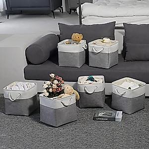 FinishingBo Fabric Cubes Storage Basket, 6 Pack 11x11 in with Handles Foldable Cube Storage Bins, for Shelves, Home, Office, Nursery Organizers