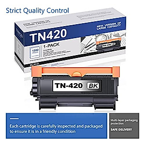 EDH Compatible TN420 TN-420 Toner Cartridge Replacement for Brother High Yield Compatible with DCP-7060D 7065DN IntelliFax-2840 MFC-7240 7365DN 7860DW HL-2220 2230 2240D 2275DW Printer (1 Pack, Black)