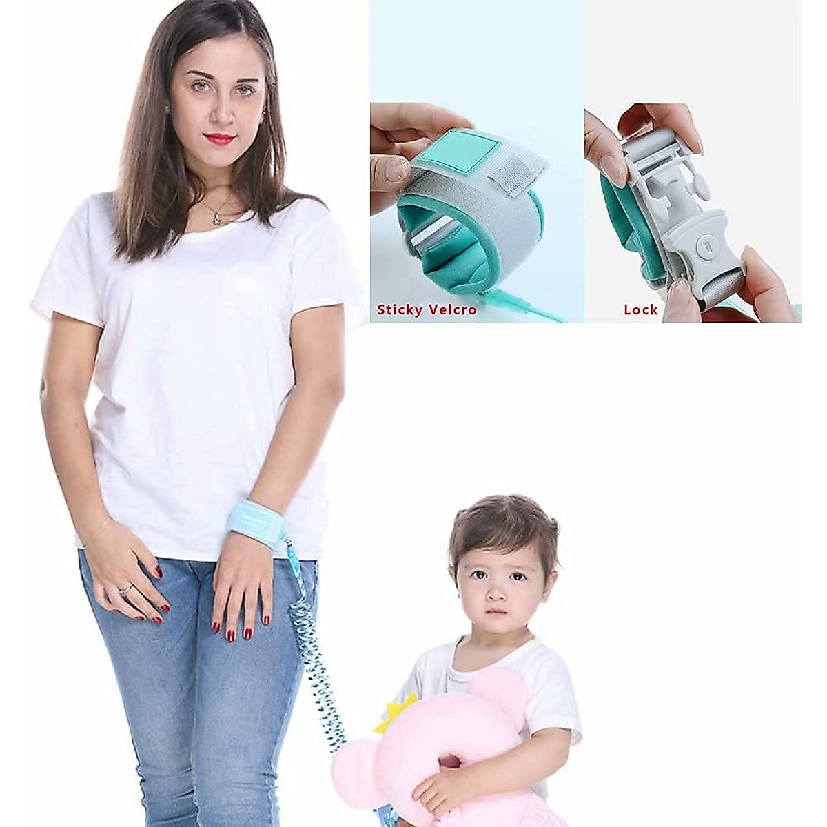 Dream Roca Baby Anti-Lost Belt,1PCS 2m Child Baby Toddler Reins Safety Strap Leash Walking Hand Belt Elastic Wire Rope Fluorescent and Security Lock Travelling Helper,for Toddlers Kids Children