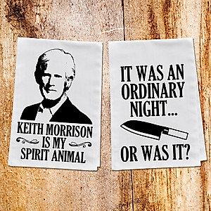 Funny Kitchen Towels, Housewarming Gifts, Hostess Tea Towels, Country Kitchen Dish Cloths 2-Pack Set (Keith Morrison & Ordinary Night)